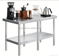 China 2-Tier Stainless Steel 201/304 Work Table with Corrosion Resistance and Adjustable Height Legs for Commercial Kitchens for sale