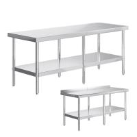 China 2-Tier Stainless Steel 201/304 Work Table with Corrosion Resistance and Adjustable Height Legs for Commercial Kitchens for sale