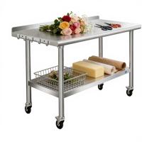 China Durable Stainless Steel Work Table with 300 kg/㎡ Load Capacity and Food-Grade Powder Coating for Commercial Kitchens for sale