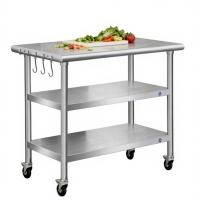 China Durable Stainless Steel Work Table with 300 kg/㎡ Load Capacity and Food-Grade Powder Coating for Commercial Kitchens for sale