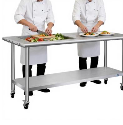 China Stainless Steel 201/304 Workbench with Corrosion Resistance and 300 kg/㎡ Load Capacity for Commercial Kitchen for sale