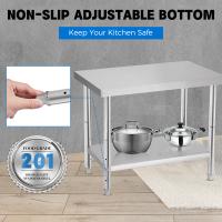 China Heavy Duty Stainless Steel Work Table with 300 kg/㎡ Load Capacity and Adjustable Height Legs for Kitchen Use for sale