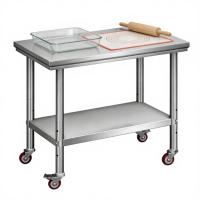 China Customizable Double-layer Stainless Steel 304 Workbench with Wheels for Commercial Kitchens for sale