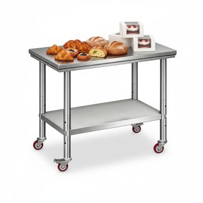 China Stainless Steel Workbench with Corrosion Resistance Heavy-Duty Capacity and Adjustable Height Legs for Commercial Kitchens for sale