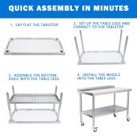 China Customizable Size Stainless Steel Workbench with 500 kg/㎡ Load Capacity and Polished Finish for Commercial Kitchens for sale
