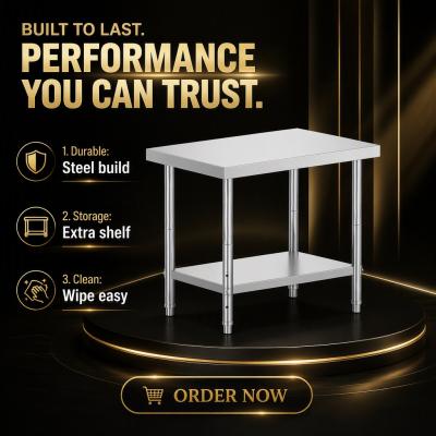 China Commercial Stainless Steel Workbench with Movable Design and Adjustable Height Legs for Kitchen Use for sale