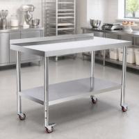 China Stainless Steel Mobile Worktable with Adjustable Height and Brake Casters for Commercial Kitchens for sale