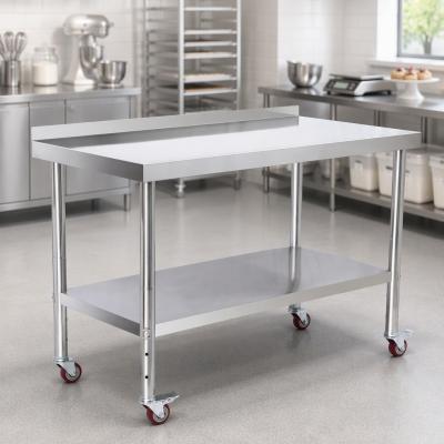 China Stainless Steel Mobile Worktable with Adjustable Height and Brake Casters for Commercial Kitchens for sale