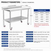 China Stainless Steel Mobile Worktable with Adjustable Height and Brake Casters for Commercial Kitchens for sale