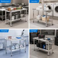 China Stainless Steel Mobile Worktable with Adjustable Height and Brake Casters for Commercial Kitchens for sale