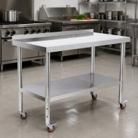 China Commercial Stainless Steel Work Table with Adjustable Height and Mobile Swivel Casters for Restaurant Kitchen Use for sale