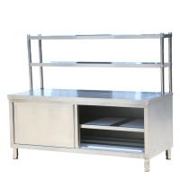 China Stainless Steel 201/304 Kitchen Workbench with Sliding Door Design and Customizable Size Fish Cleaning Table for sale