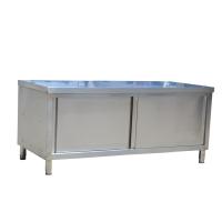 China Stainless Steel 201/304 Kitchen Workbench with Sliding Door Design and Customizable Size Fish Cleaning Table for sale