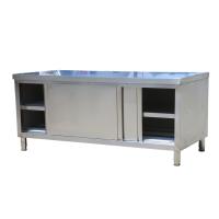 China Heavy-Duty Stainless Steel Work Table with Adjustable Height Legs and Chemical-Resistant Finish for Kitchen Storage Cabinet for sale