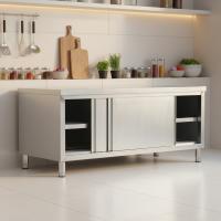 China Customized Stainless Steel Workbench with 500 kg/㎡ Load Capacity and Sliding Door Design for Commercial Kitchens for sale