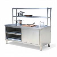 China Commercial Stainless Steel 201/304 Workbench with 500 kg/㎡ Load Capacity and Sliding Door Storage for sale