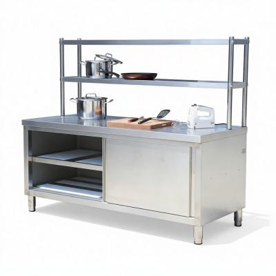 China Commercial Stainless Steel 201/304 Workbench with 500 kg/㎡ Load Capacity and Sliding Door Storage for sale