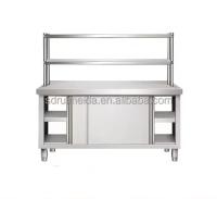 China Commercial Stainless Steel 201/304 Workbench with 500 kg/㎡ Load Capacity and Sliding Door Storage for sale