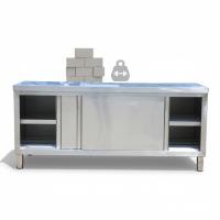 China Durable Stainless Steel Workbench with 500 kg/㎡ Load Capacity and Sliding Door Design for Commercial Kitchens for sale