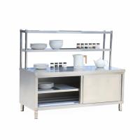 China Customized Size Stainless Steel 201/304 Work Table with Sliding Doors for Commercial Kitchen Storage for sale