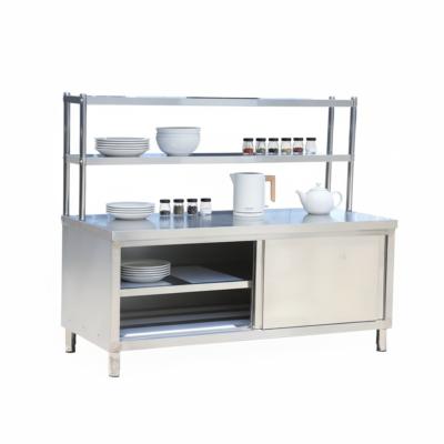 China Customized Size Stainless Steel 201/304 Work Table with Sliding Doors for Commercial Kitchen Storage for sale