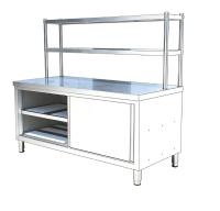 China Customized Size Stainless Steel 201/304 Work Table with Sliding Doors for Commercial Kitchen Storage for sale