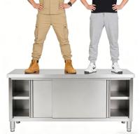 China Customized Size Stainless Steel 201/304 Work Table with Sliding Doors for Commercial Kitchen Storage for sale