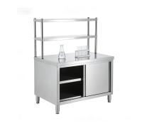 China Stainless Steel Workbench with 500 kg/㎡ Load Capacity and Sliding Door Design for Commercial Kitchen Storage for sale