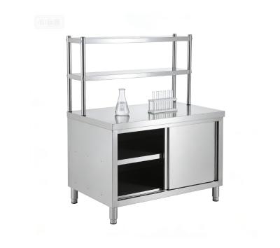 China Stainless Steel Workbench with 500 kg/㎡ Load Capacity and Sliding Door Design for Commercial Kitchen Storage for sale