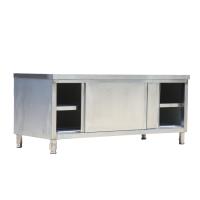 China Stainless Steel Work Table with Sliding Door Design and Adjustable Height Legs for Commercial Kitchen for sale