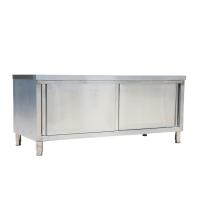 China Stainless Steel Work Table with Sliding Door Design and Adjustable Height Legs for Commercial Kitchen for sale