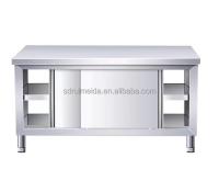 China Customized Stainless Steel 201/304 Workbench with 500 kg/㎡ Load Capacity and Sliding Door Design for Commercial Kitchens for sale