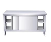 China Stainless Steel Workbench with 500 kg/㎡ Load Capacity Sliding Door Design and Polished Finish for Commercial Kitchen for sale