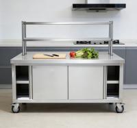China Stainless Steel Workbench with 500 kg/㎡ Load Capacity Sliding Door Design and Polished Finish for Commercial Kitchen for sale