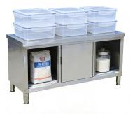 China Heavy Duty Stainless Steel Workbench with 500 kg/㎡ Load Capacity and Sliding Door Design for Commercial Kitchens for sale