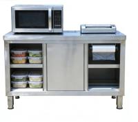 China Heavy Duty Stainless Steel Workbench with 500 kg/㎡ Load Capacity and Sliding Door Design for Commercial Kitchens for sale