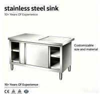 China Heavy-Duty Stainless Steel Workbench with 500 kg/㎡ Load Capacity and Sliding Door Storage Cabinet for sale