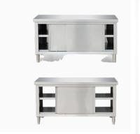 China 304 Stainless Steel Food Preparation Workbench with 500 kg/㎡ Load Capacity and Sliding Door Storage Cabinet for sale