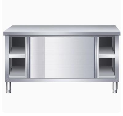 China Customized Size Stainless Steel 201/304 Workbench with Sliding Door Design for Commercial Kitchen for sale