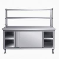 China 500 kg/㎡ Load Capacity Stainless Steel 201/304 Work Table with Adjustable Height Legs and Storage Cabinet for sale