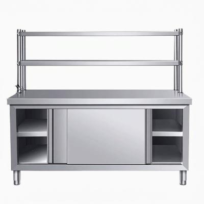 China 500 kg/㎡ Load Capacity Stainless Steel 201/304 Work Table with Adjustable Height Legs and Storage Cabinet for sale