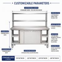 China Stainless Steel Work Table with 500 kg/㎡ Load Capacity and Sliding Door Design for Commercial Kitchen Storage for sale
