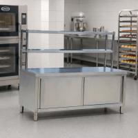 China Stainless Steel Work Table with 500 kg/㎡ Load Capacity and Sliding Door Storage Cabinet for Commercial Kitchens for sale
