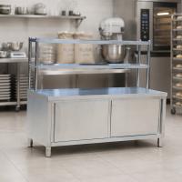 China Stainless Steel Workbench with 500 kg/㎡ Load Capacity and Sliding Door Design for Commercial Kitchen Storage for sale