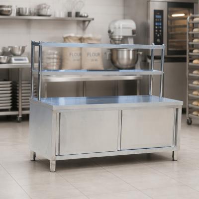 China Stainless Steel Workbench with 500 kg/㎡ Load Capacity and Sliding Door Design for Commercial Kitchen Storage for sale