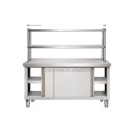 China Stainless Steel Workbench with 500 kg/㎡ Load Capacity and Sliding Door Design for Commercial Kitchen Storage for sale
