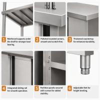 China Stainless Steel Workbench with 500 kg/㎡ Load Capacity and Sliding Door Design for Commercial Kitchen Storage for sale