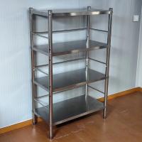China Heavy-Duty Stainless Steel Shelf with 300 kg/㎡ Load Capacity and Adjustable Height Legs for Kitchen Storage for sale