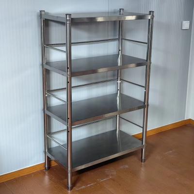 China Heavy-Duty Stainless Steel Shelf with 300 kg/㎡ Load Capacity and Adjustable Height Legs for Kitchen Storage for sale
