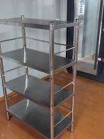 China Heavy-Duty Stainless Steel Shelf with 300 kg/㎡ Load Capacity and Adjustable Height Legs for Kitchen Storage for sale